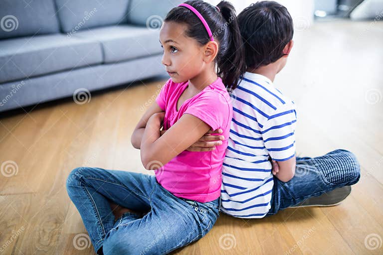 Upset Siblings Ignoring Each Other Stock Image - Image of apartment ...