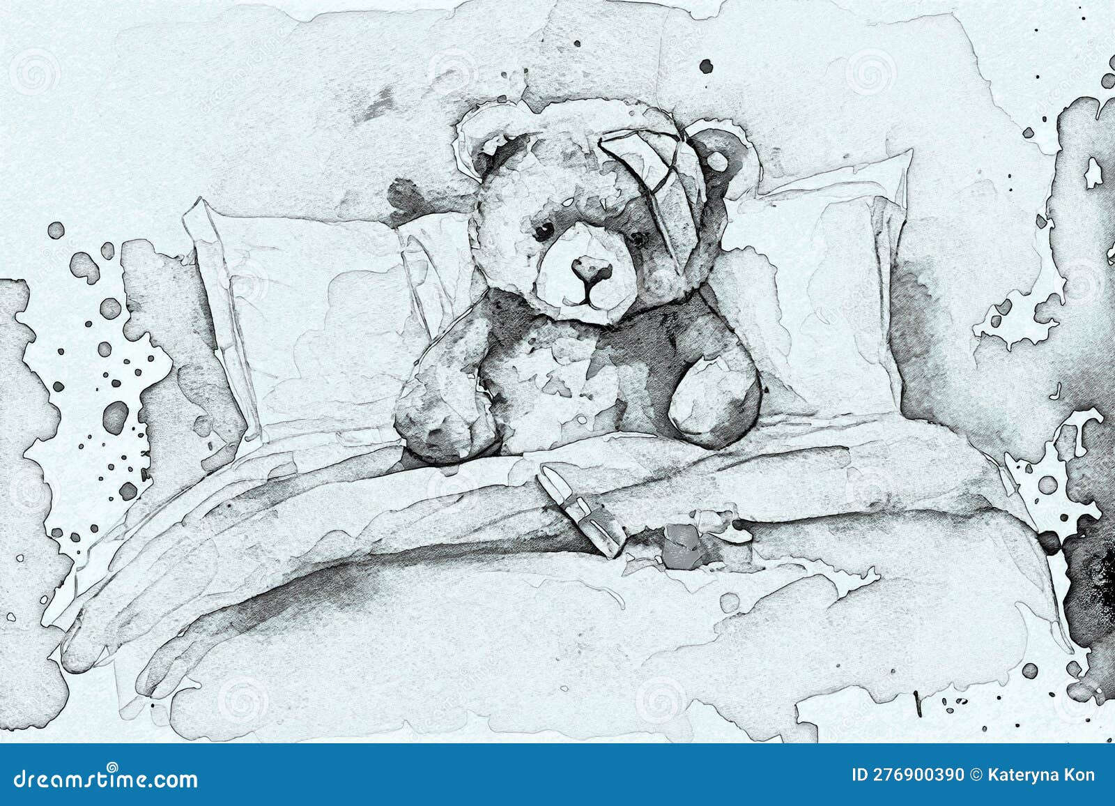 Upset Sick Man Lying In Bed And Thinking About His Problems, Pain ...