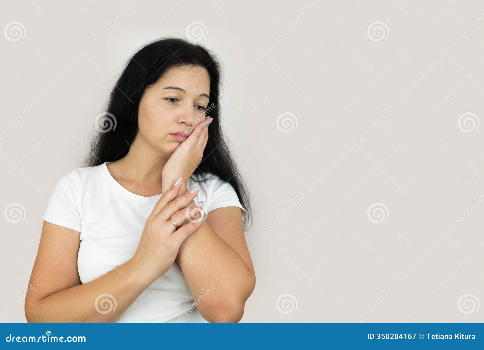 Upset Woman Holding Her Face with Her Hand. Sad, Upset Look Stock Image ...