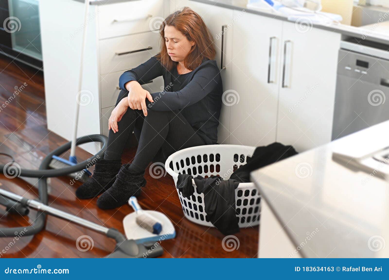 Upset Woman with Overload Housework Stock Image - Image of housewife ...