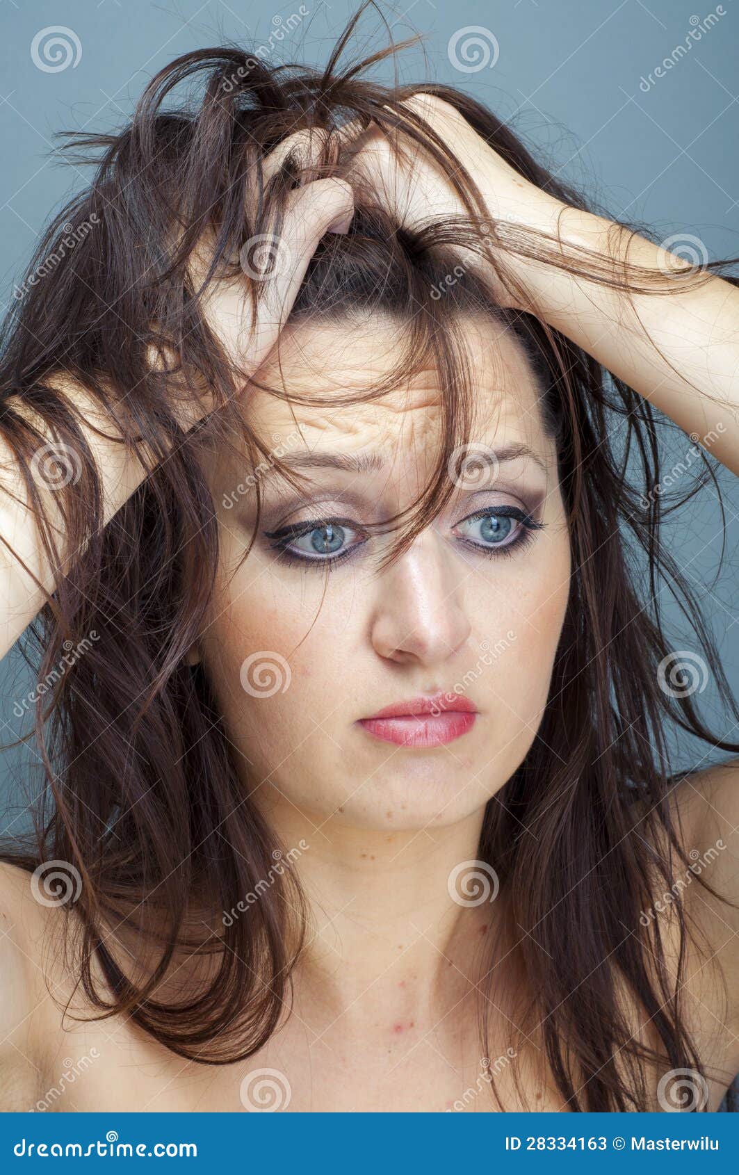 Upset Woman Sad Looking Down Stock Image - Image of frustration, head ...