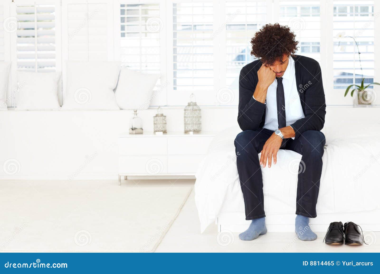 Upset Young Business Man Sitting Down Stock Image - Image of people ...