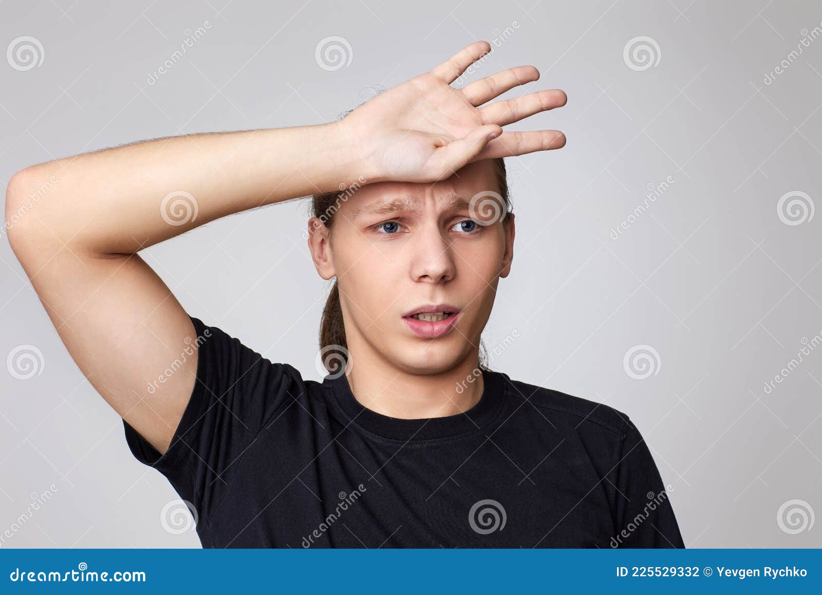 Upset Young Guy in T-shirt Forgot Something or Made a Mistake Stock ...