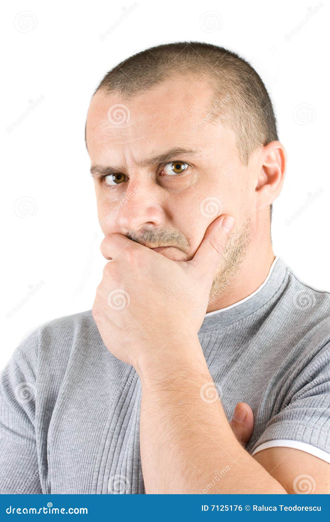 Upset Young Man Isolated on White Stock Photo - Image of serious ...