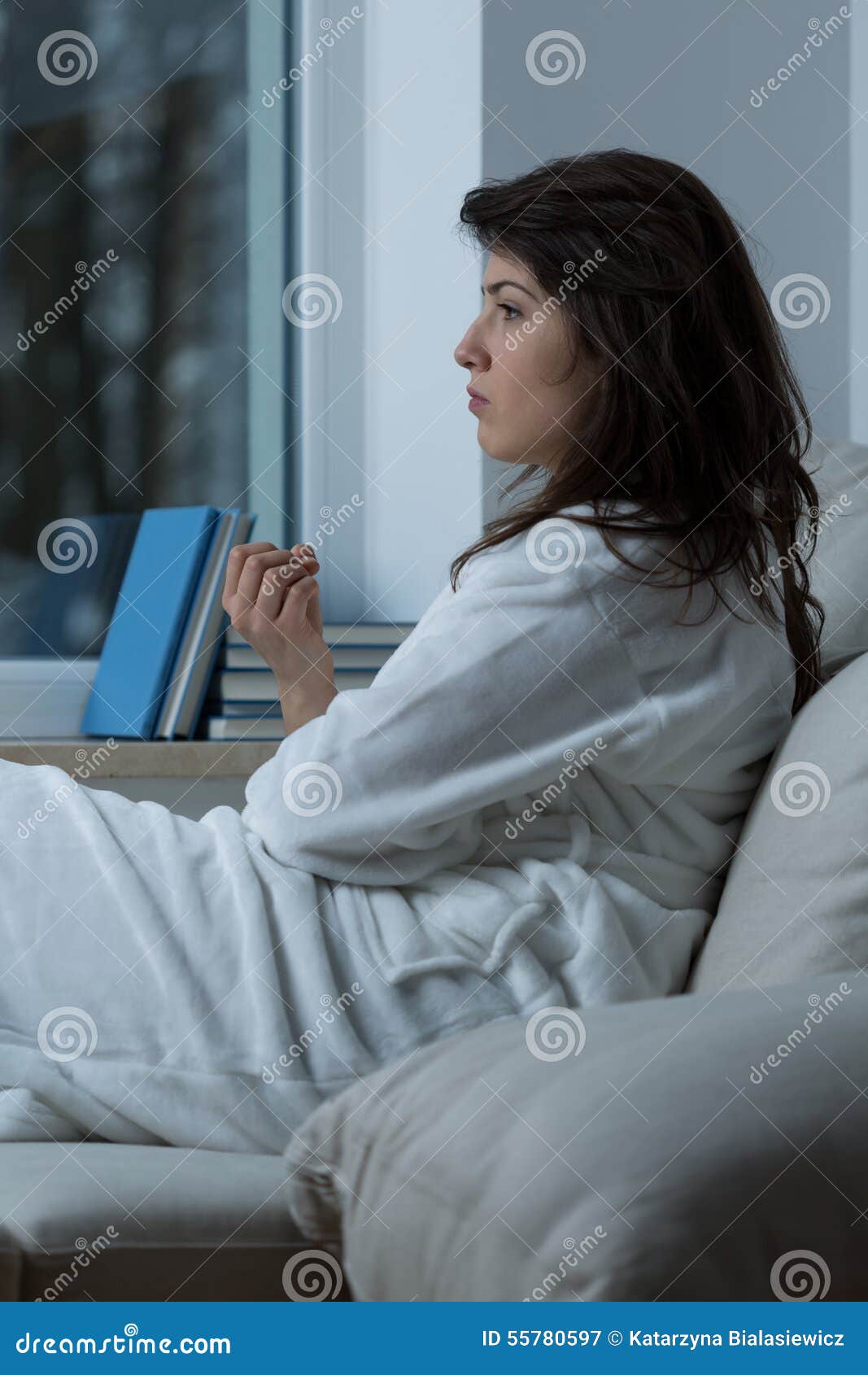 Upset young woman stock image. Image of loneliness, thoughtful - 55780597