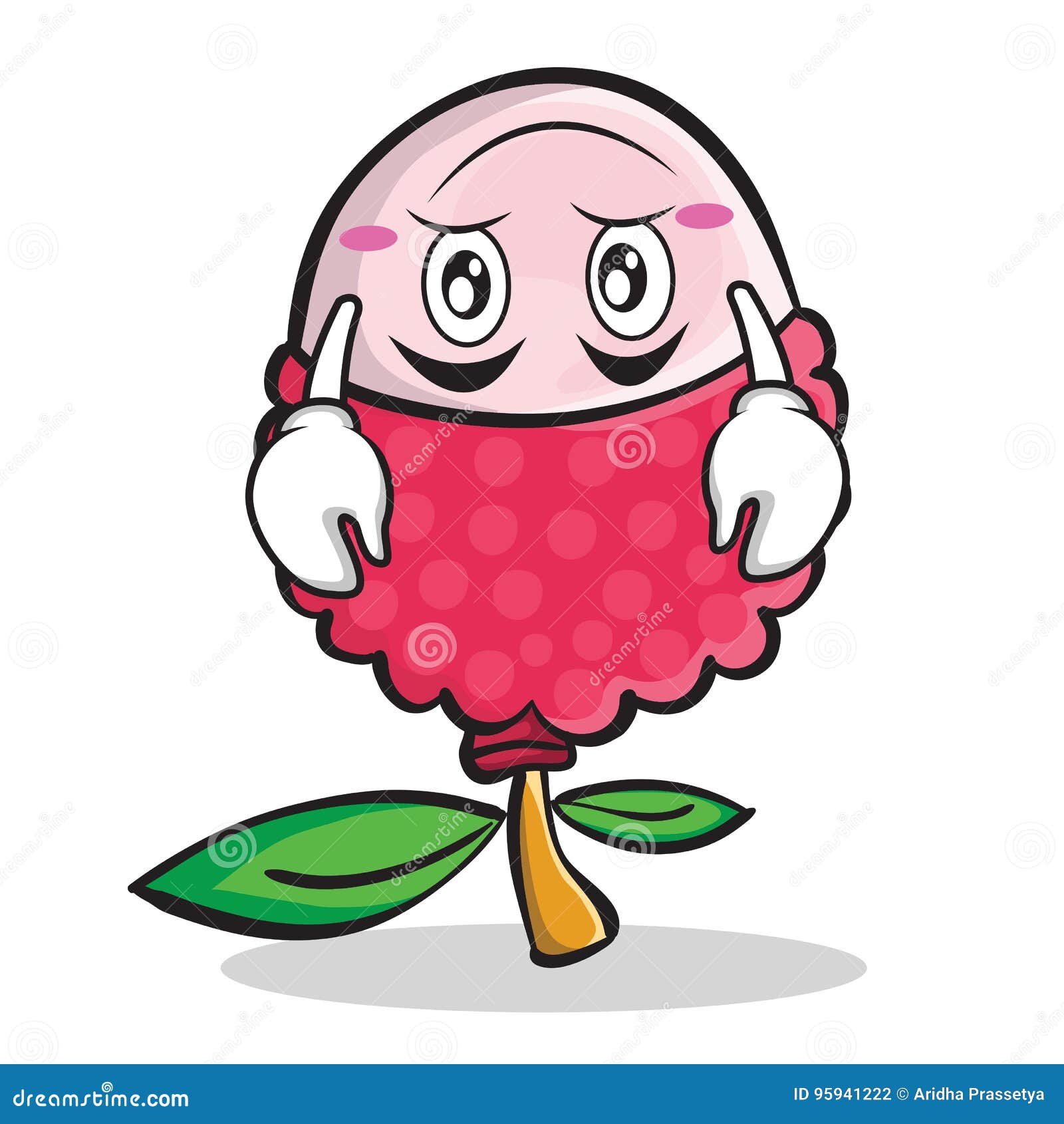 Sad Face Lychee Cartoon Character Style Vector Illustration ...