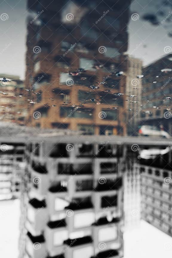 Upside Down Image of Reflection in Puddle Stock Image - Image of ...