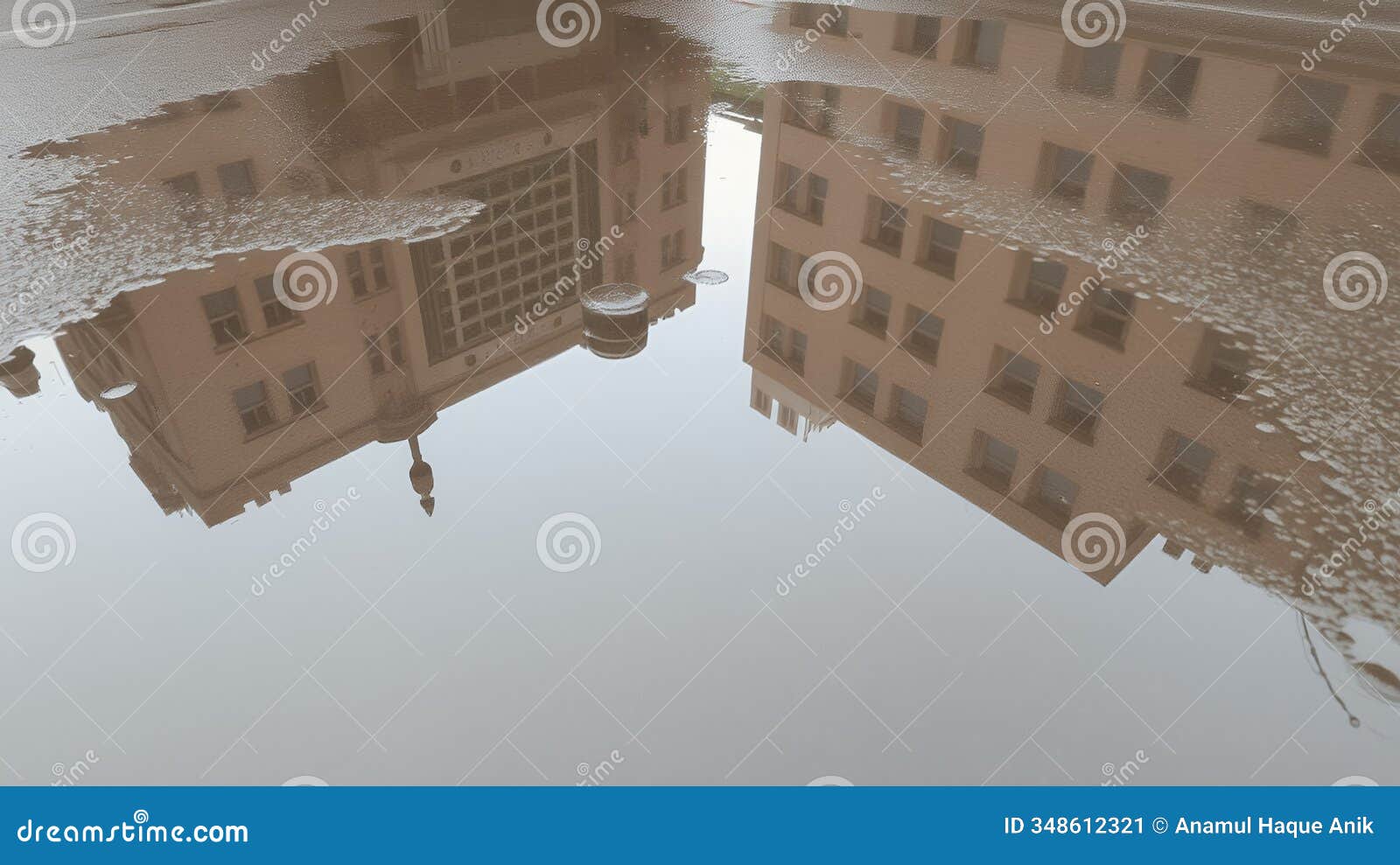 Upside Down Reflection of a Building in a Puddle Stock Illustration - Illustration of building ...