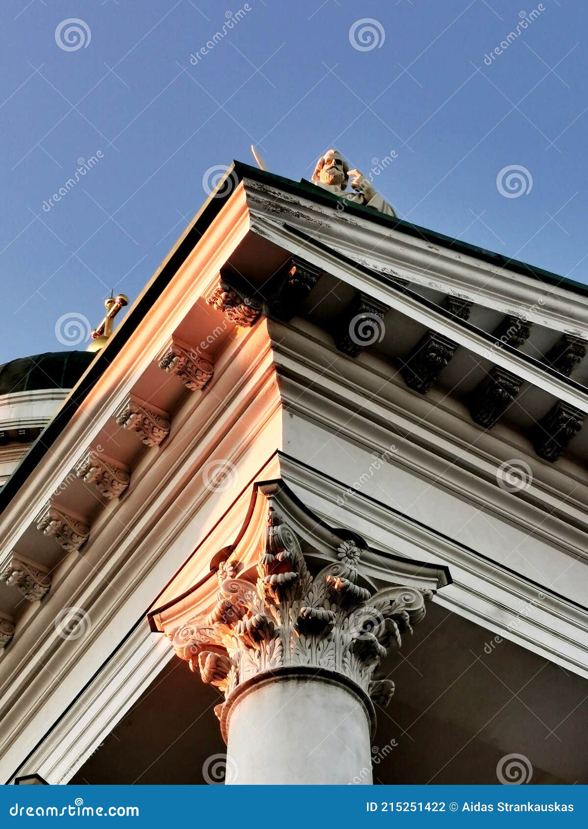 Upside View of a Clasical Building Exterior with a Column Stock Photo ...