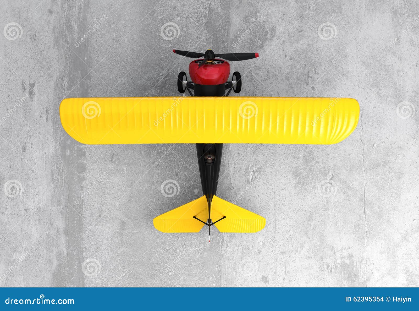 Upside View of a Yellow and Black Biplane on Ground Stock Photo - Image ...