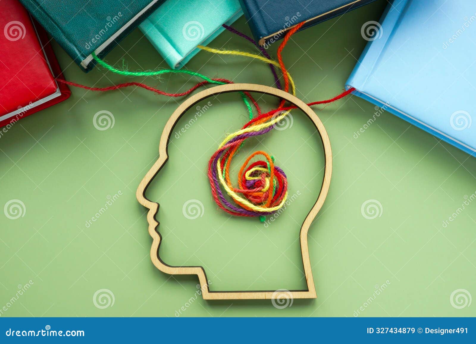Upskill or Lifelong Learning. Head, Books and Threads. Stock Image ...