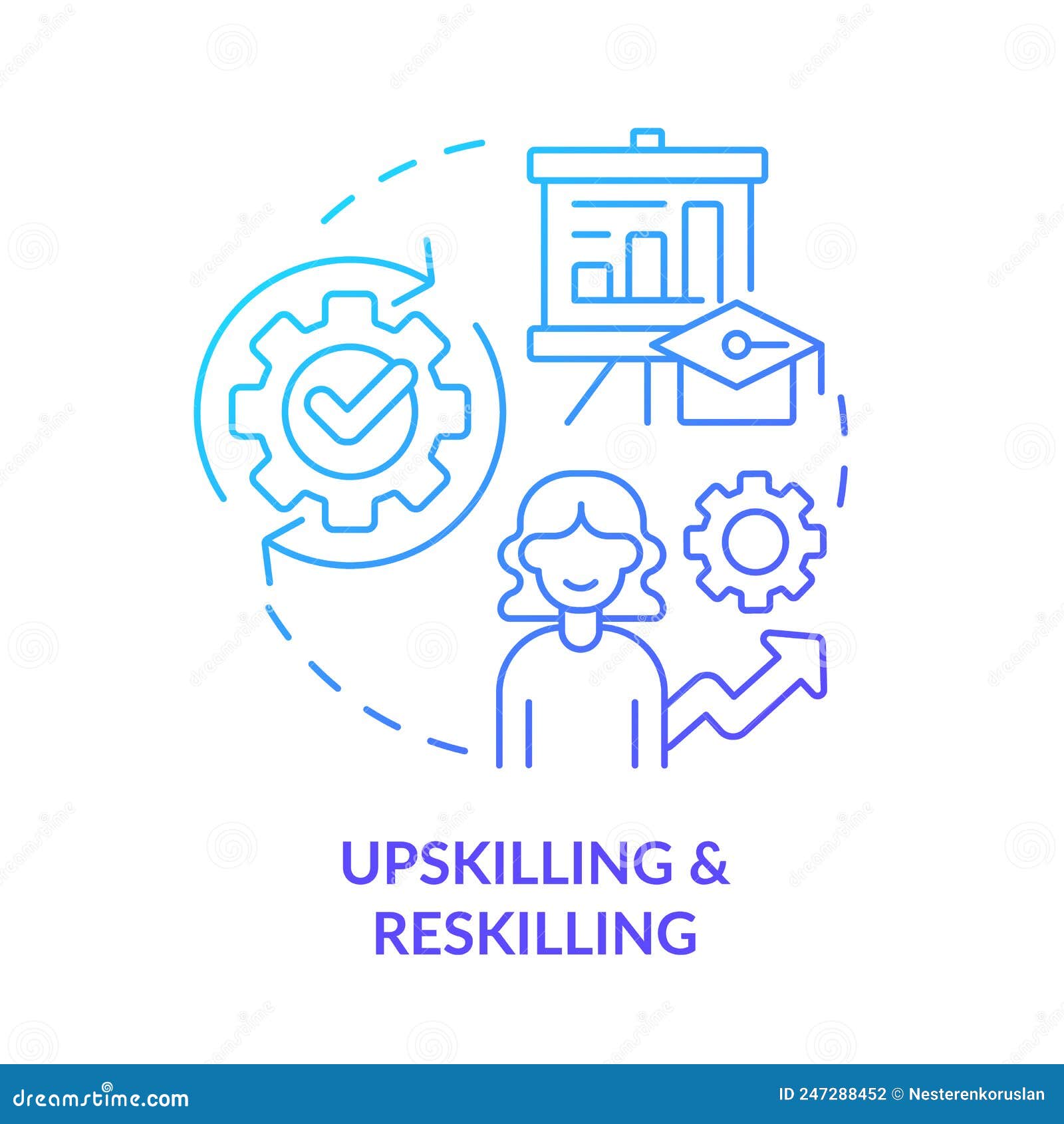 Upskilling and Reskilling Blue Gradient Concept Icon Stock Vector ...