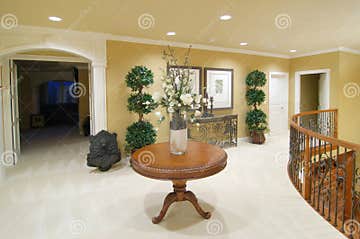 Upstairs of a luxury home stock image. Image of light, rail - 991189