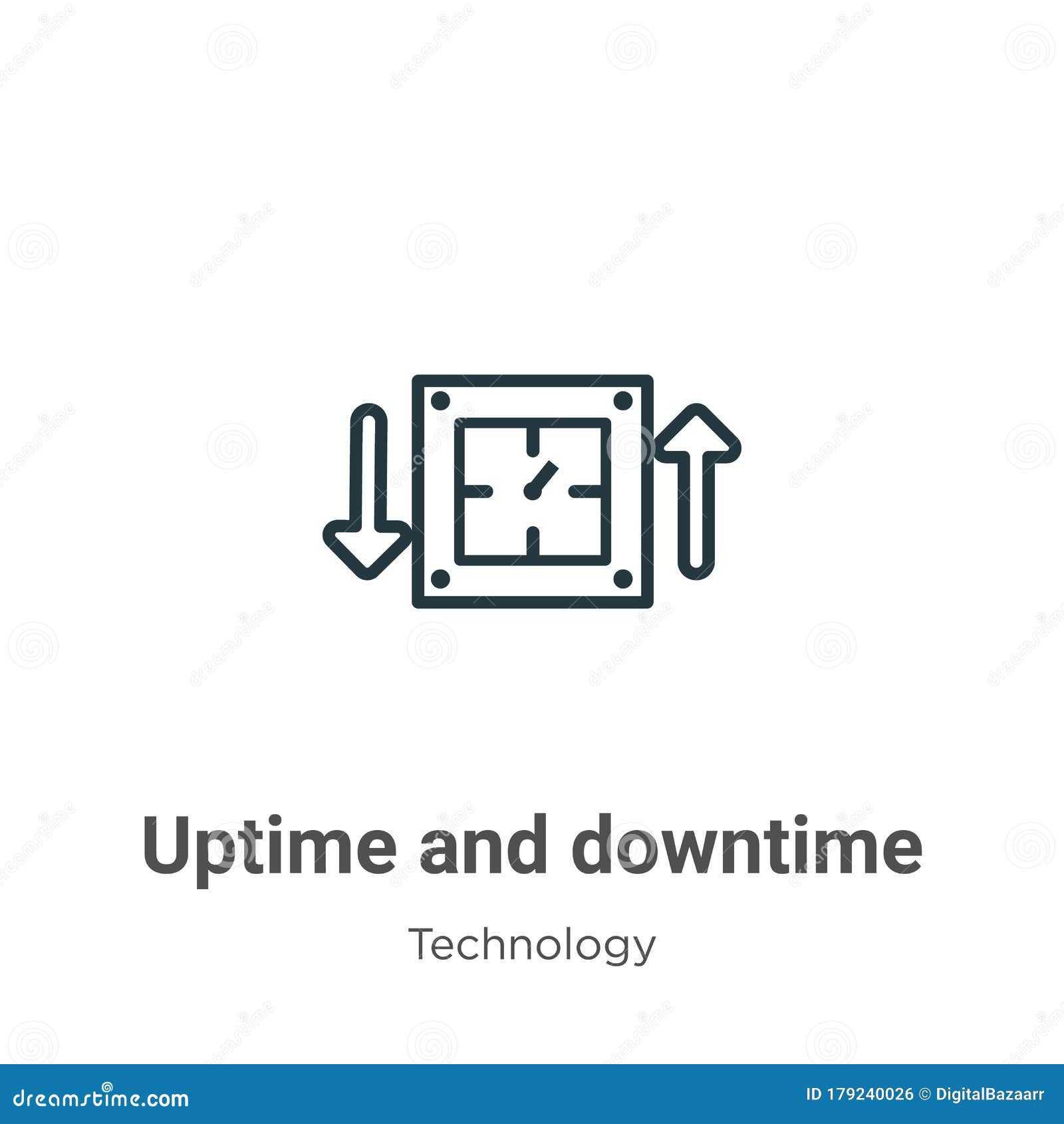 Uptime & Downtime Linear Icon. Modern Outline Uptime & D Cartoon Vector ...
