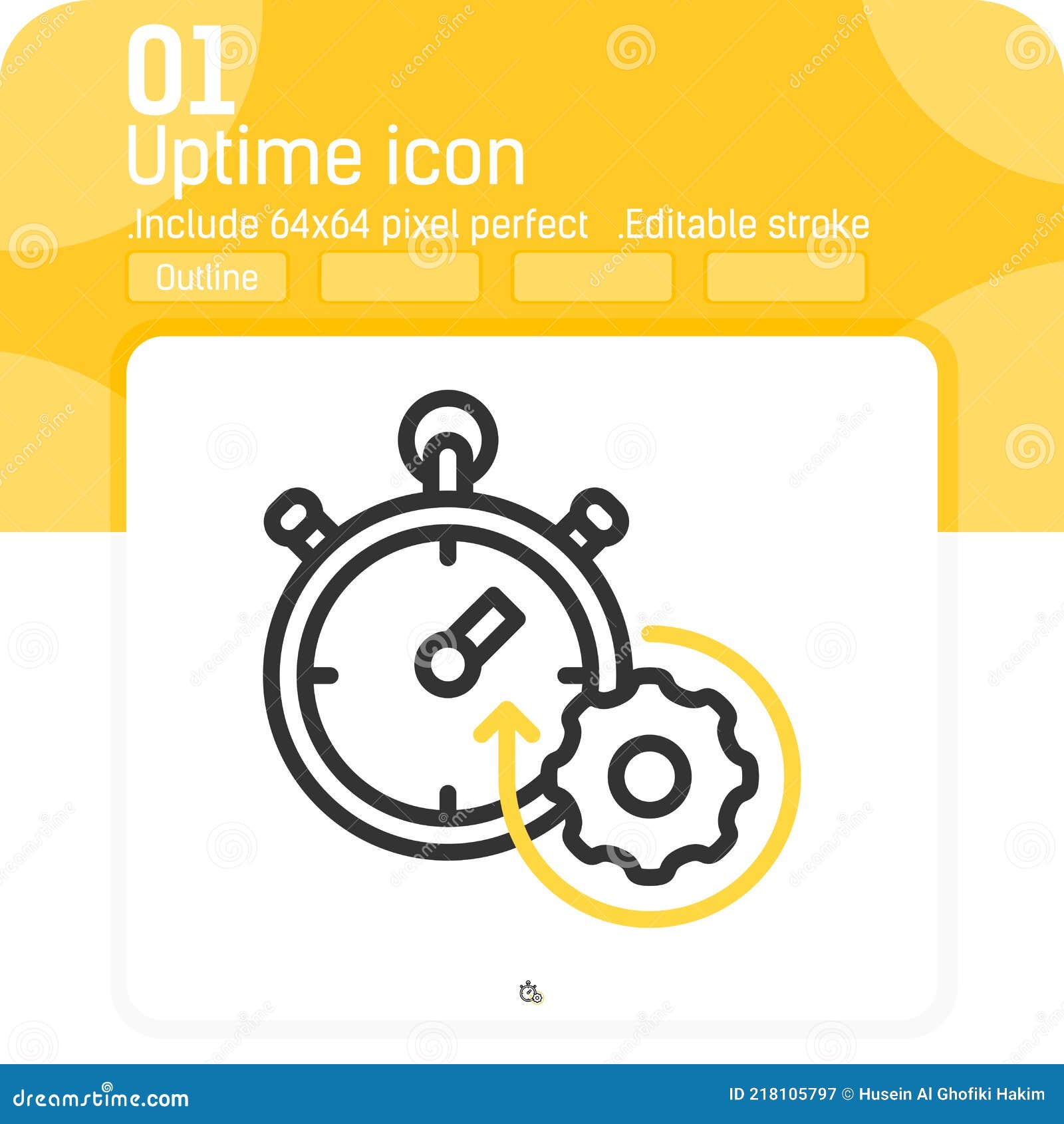 Uptime Icon with Outline Style Isolated on White Background. Vector ...