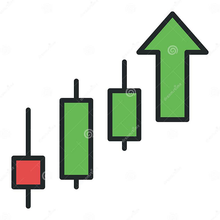 Uptrend Candlestick Chart Vector Colored Icon or Sign Stock ...