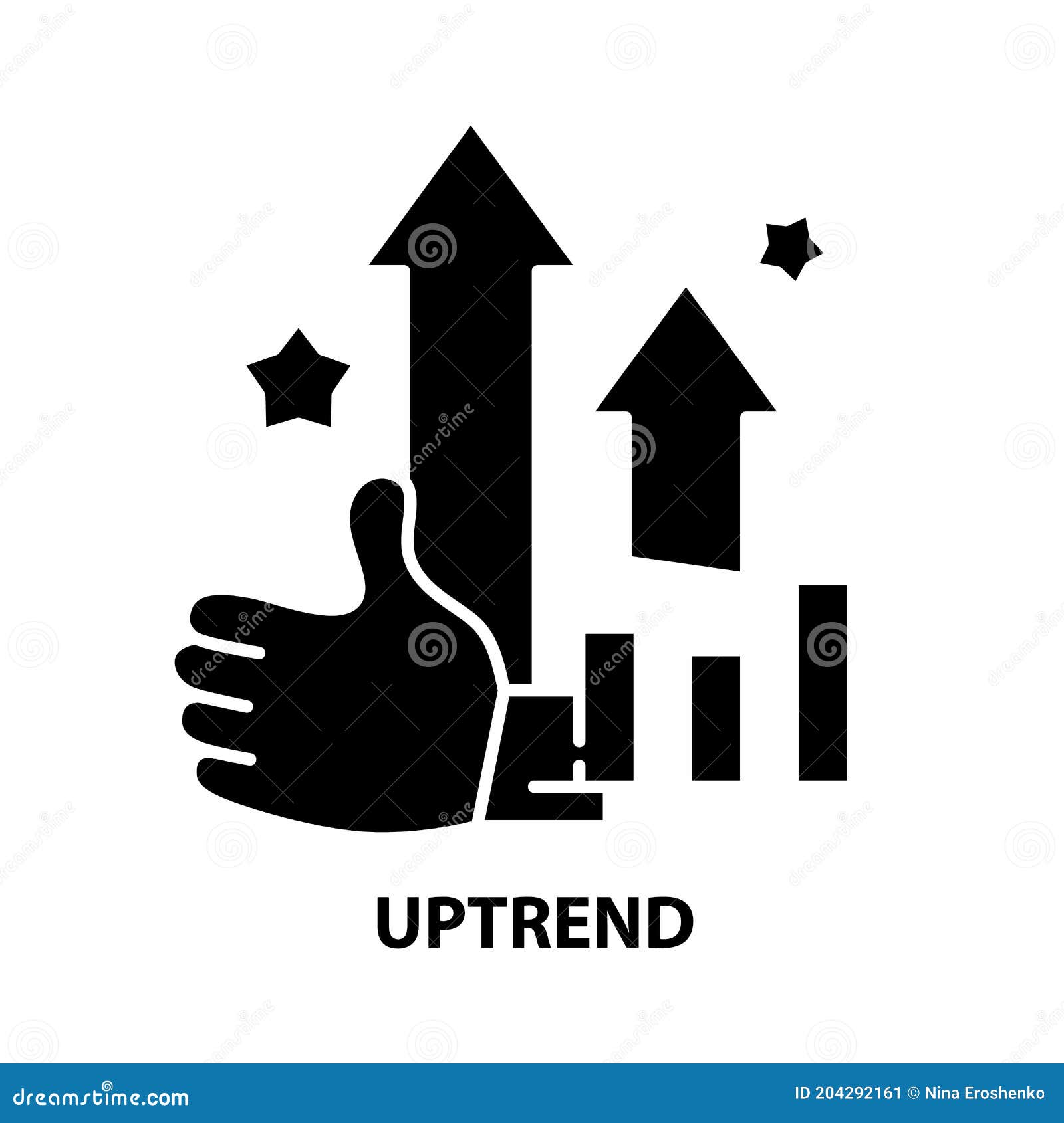 Uptrend Icon, Black Vector Sign with Editable Strokes, Concept ...
