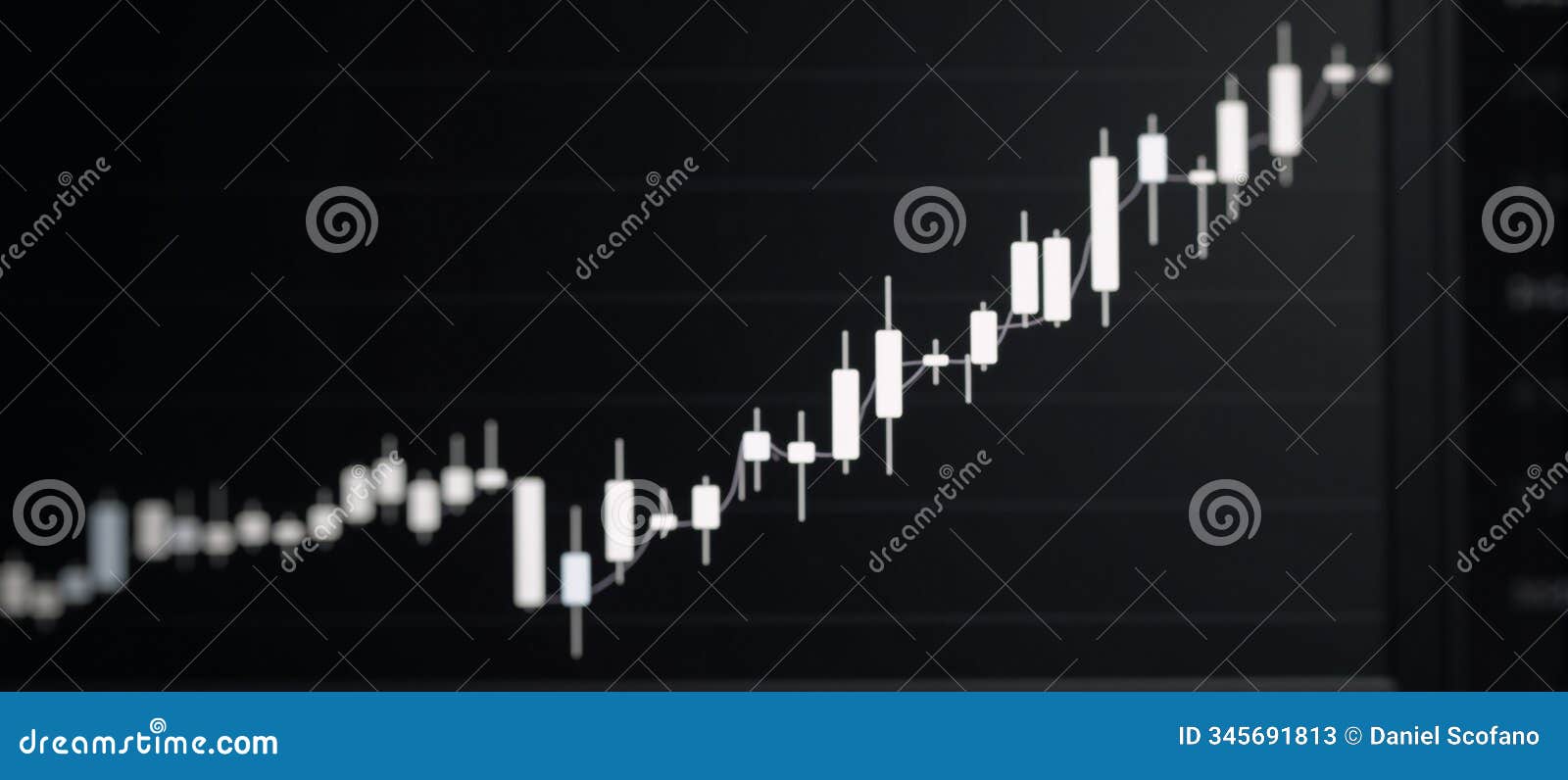 Uptrend Line Graph and Candlesticks Depicted within an Abstract ...