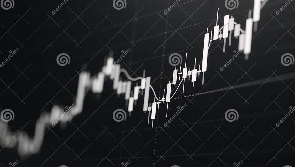 Uptrend Line Graph Candlesticks Displayed on an Abstract Finance Chart ...