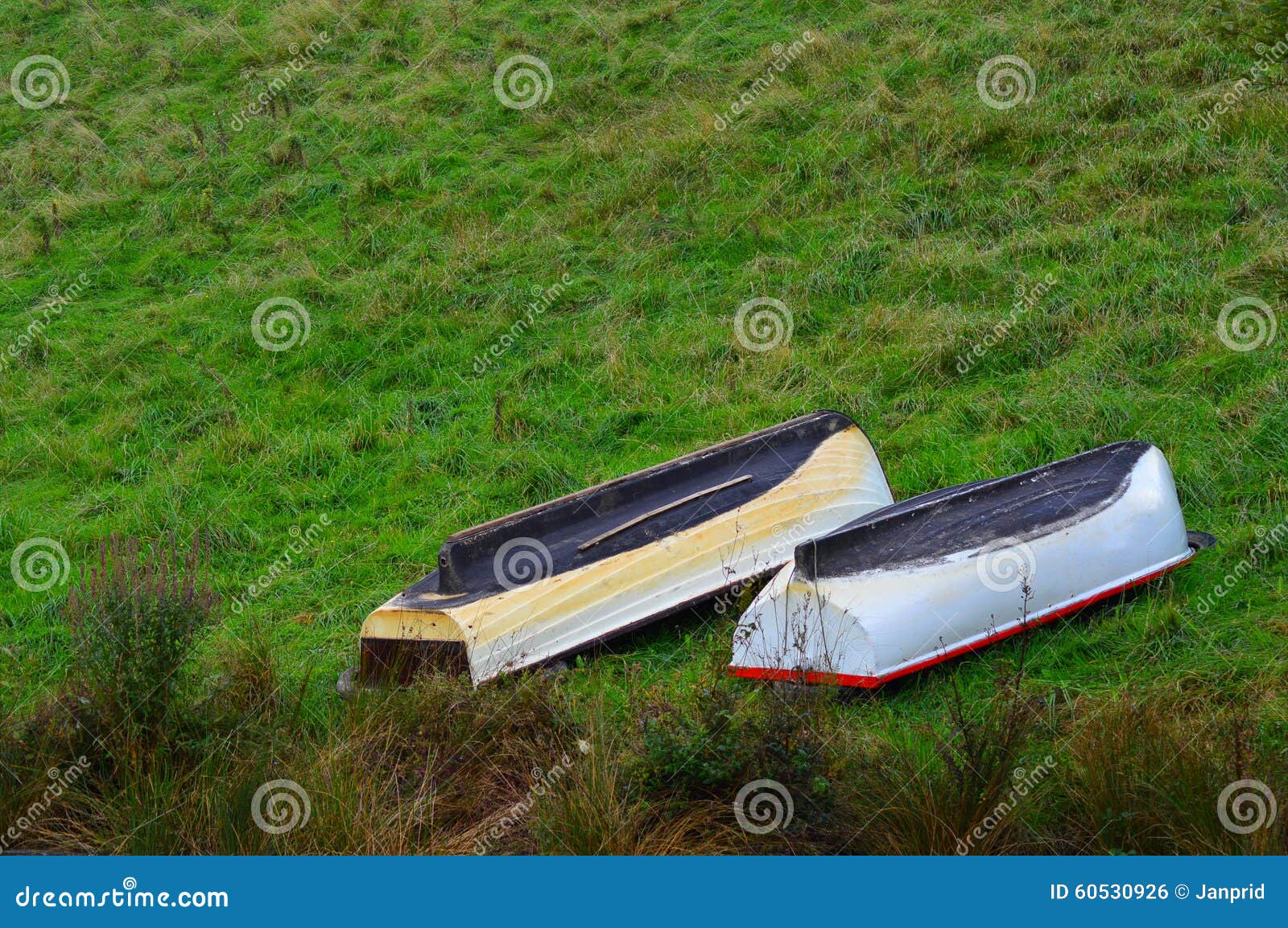 Upturned boats stock photo. Image of wooden, pair, bottom - 60530926