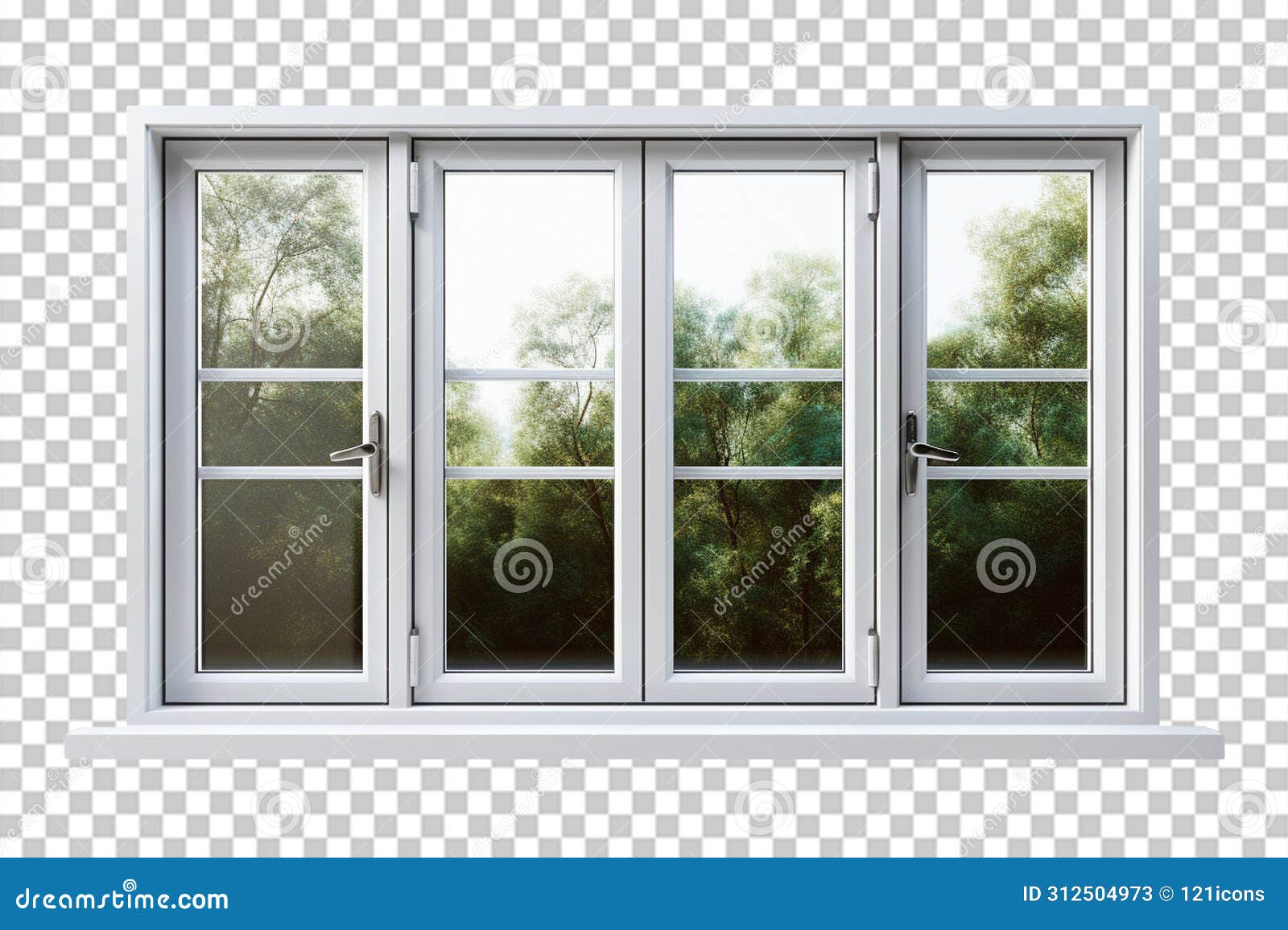 Upvc Folding Window On Transparent Background Stock Image ...