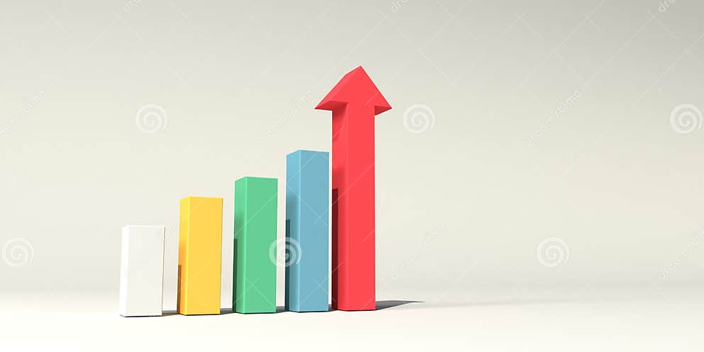 Upward bar graph and arrow stock illustration. Illustration of concept ...