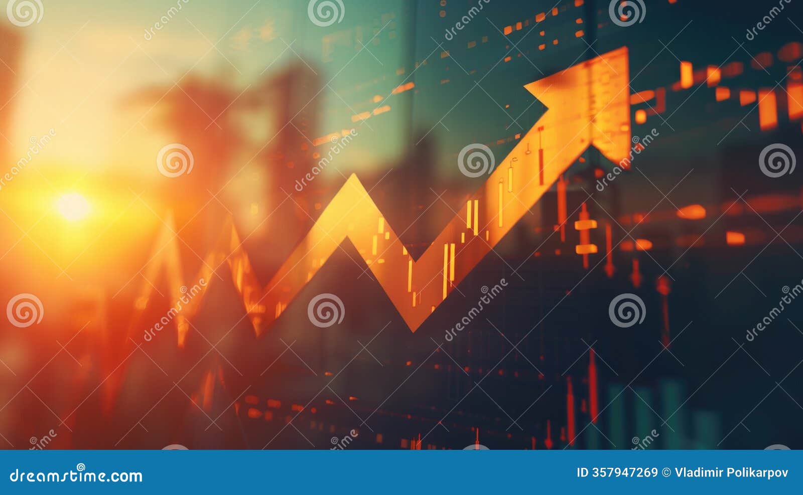 Upward Chart Illustrating Urban Development with a City Skyline in the ...