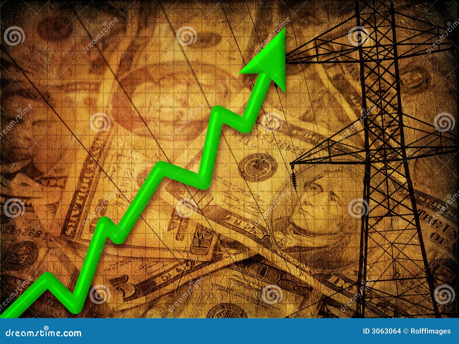 Upward Energy Profit Trend stock illustration. Illustration of graph ...