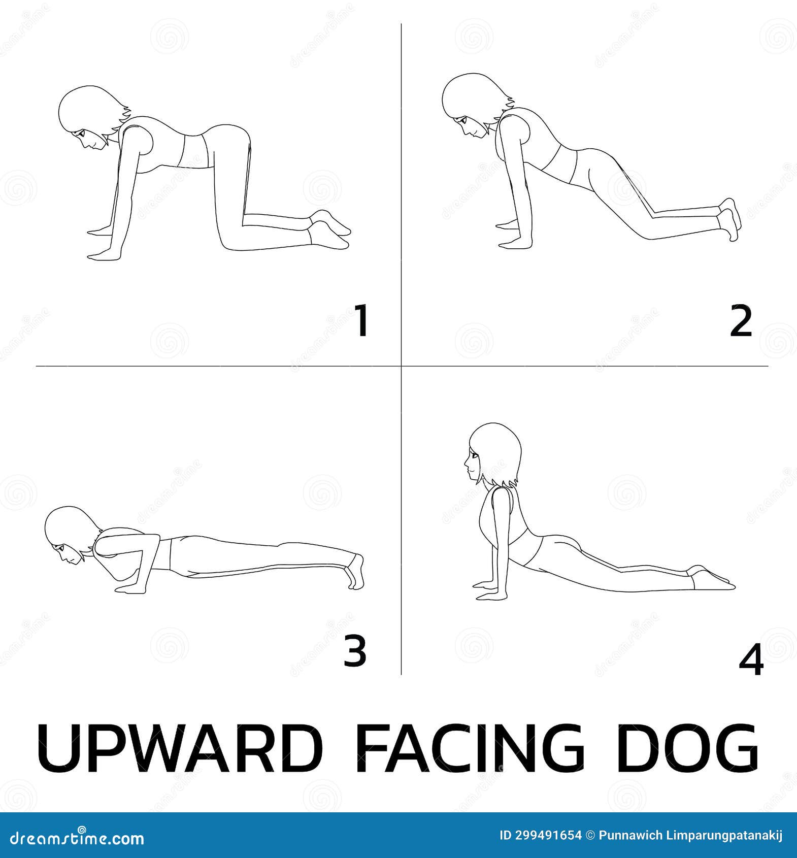Upward Facing Dog Pose Yoga Manga Tutorial How Cartoon Vector ...