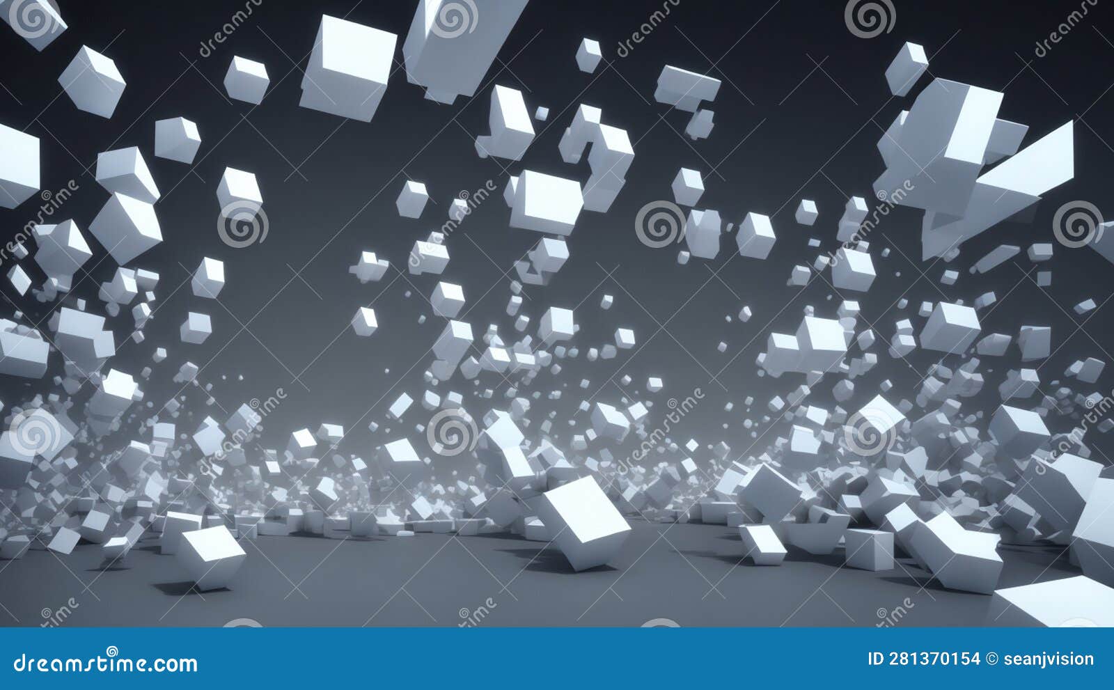 Upward Floating White Cube with Dark Background Generative AI Stock ...