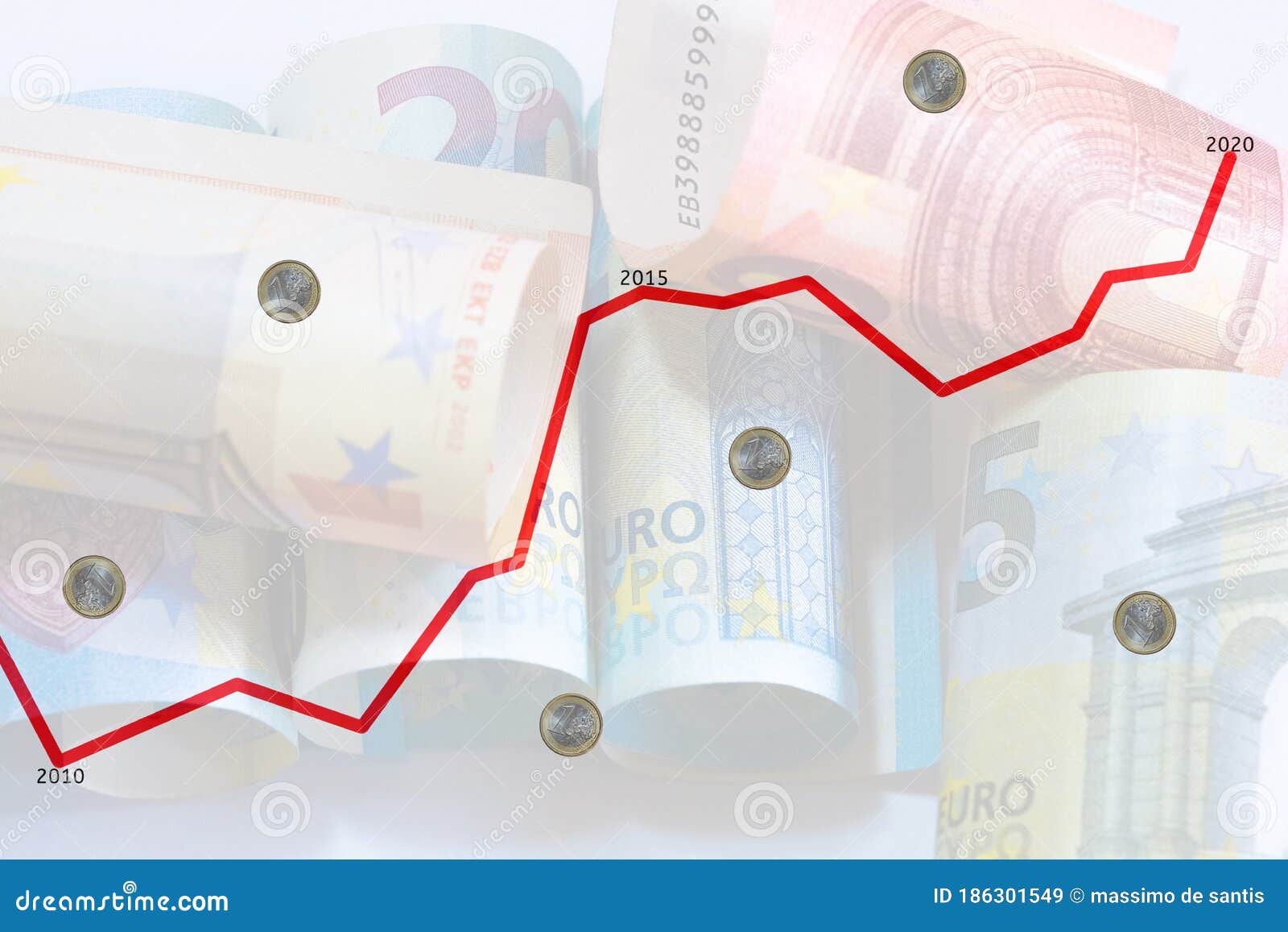 Graph With Euro Coin, Banknote And Calculator Royalty-Free Stock Image ...