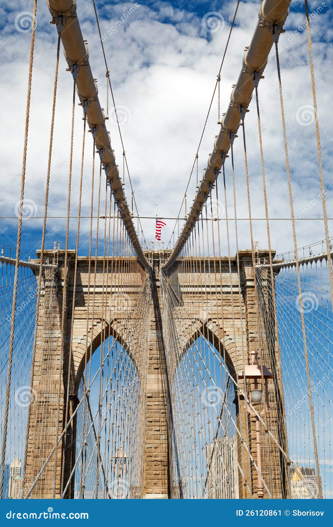 Upward Image of Brooklyn Bridge Stock Image - Image of structure ...