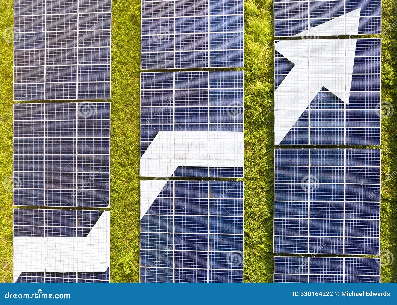 Upward Line Graph with Arrow Superimposed on Rows of Solar Panel ...