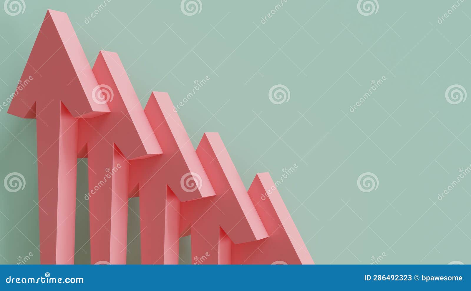 Upward Movement and Profits: Red Arrows in Focus on Green Background ...