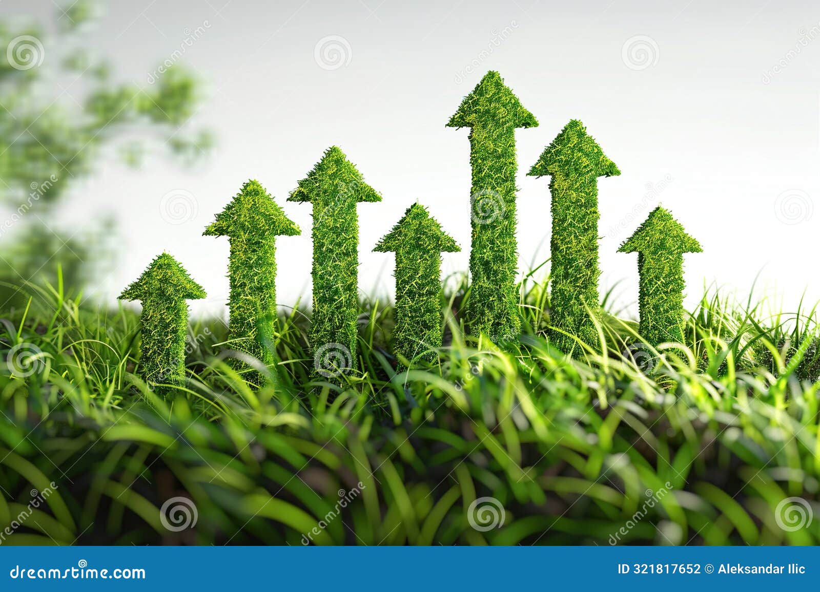 Upward Pointing Arrows Made of Green Grass, Symbolizing Ecological ...