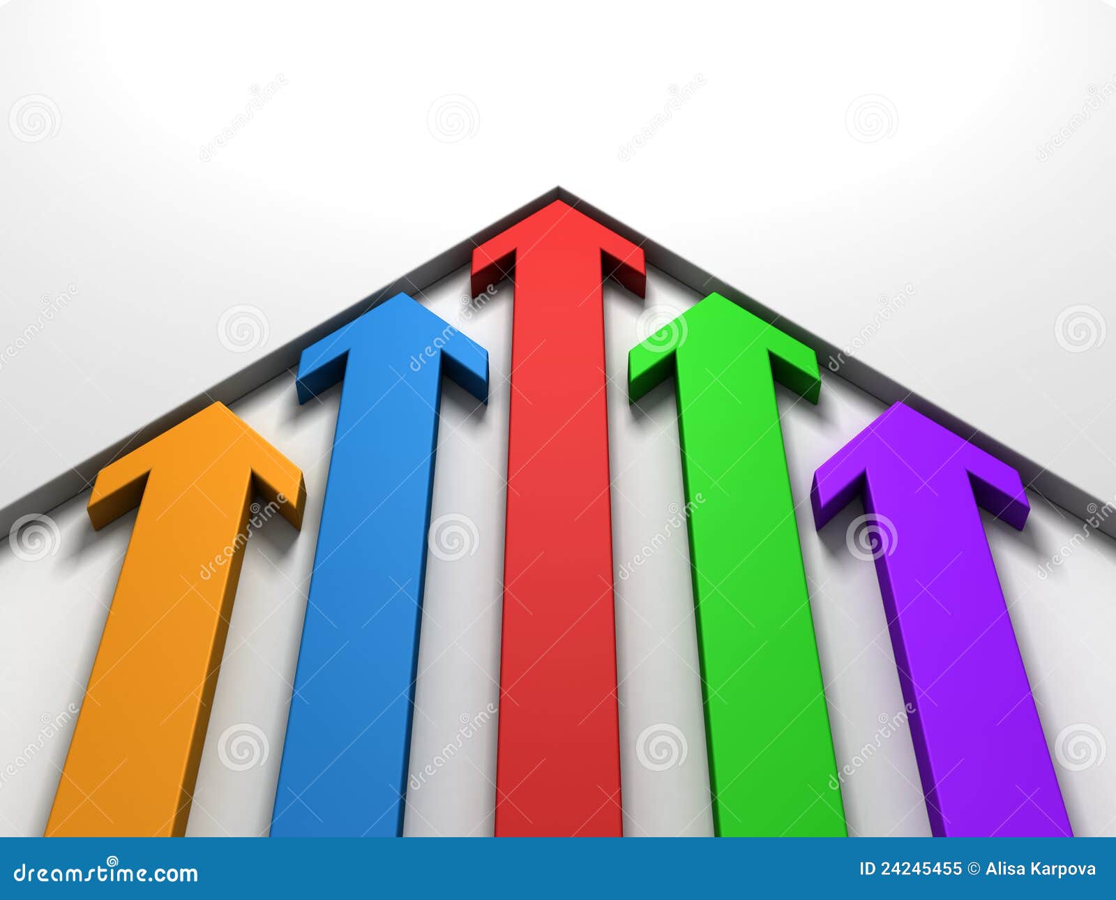 Upward Rising Colorful Arrows Moving White Wall Stock Illustration ...