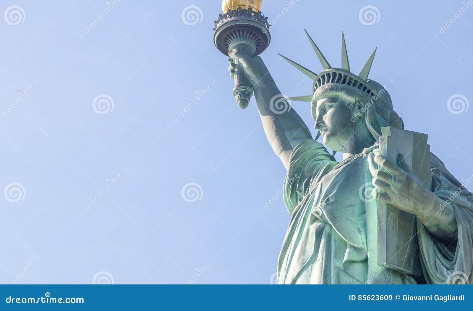 Upward Side View of Statue of Liberty, NYC Stock Image - Image of side ...