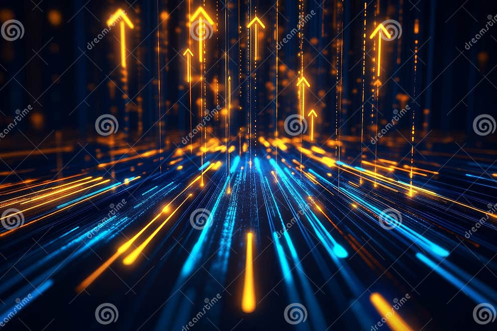 Upward Trajectory Digital Growth and Innovation Represents Data Flow Progress Innovation ...