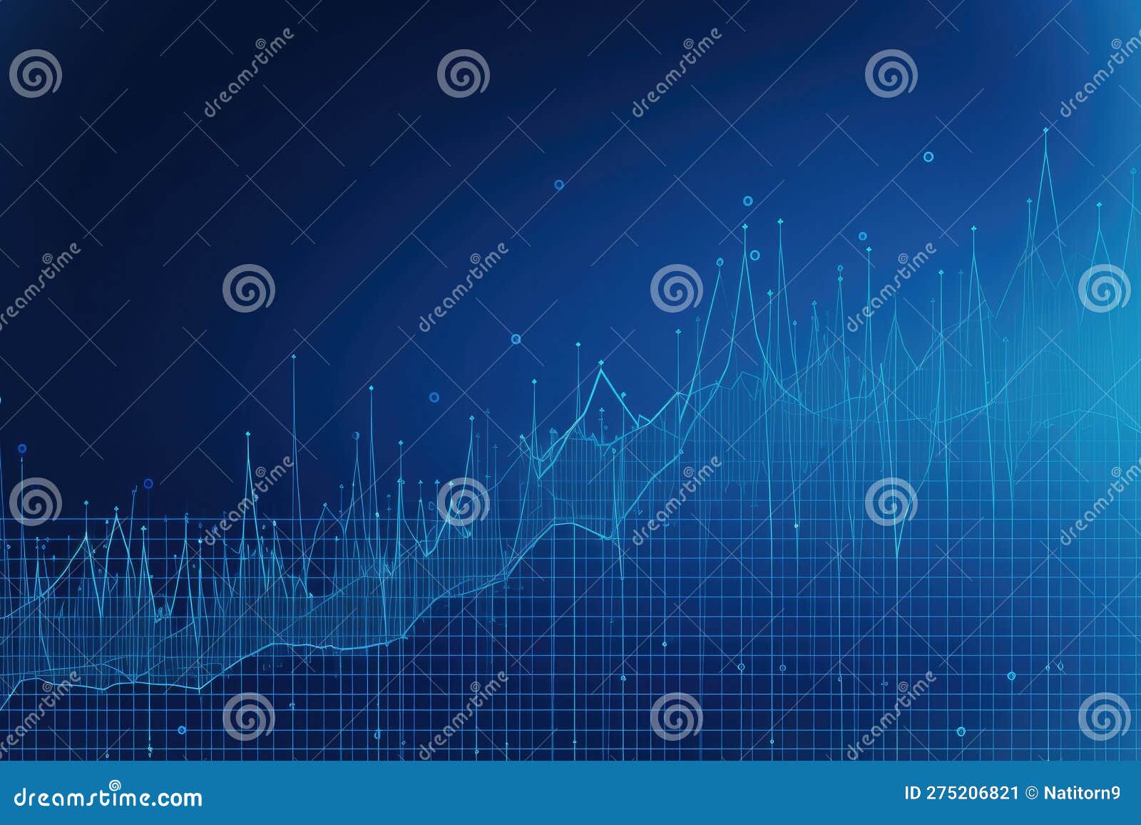 Upward Trending Blurred Graph On Blue Background (AI Generated Royalty ...