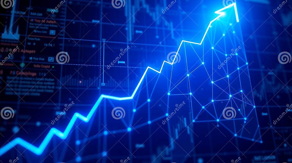 Upward Trending Graph: a Dynamic Blue Data Visualization Stock ...