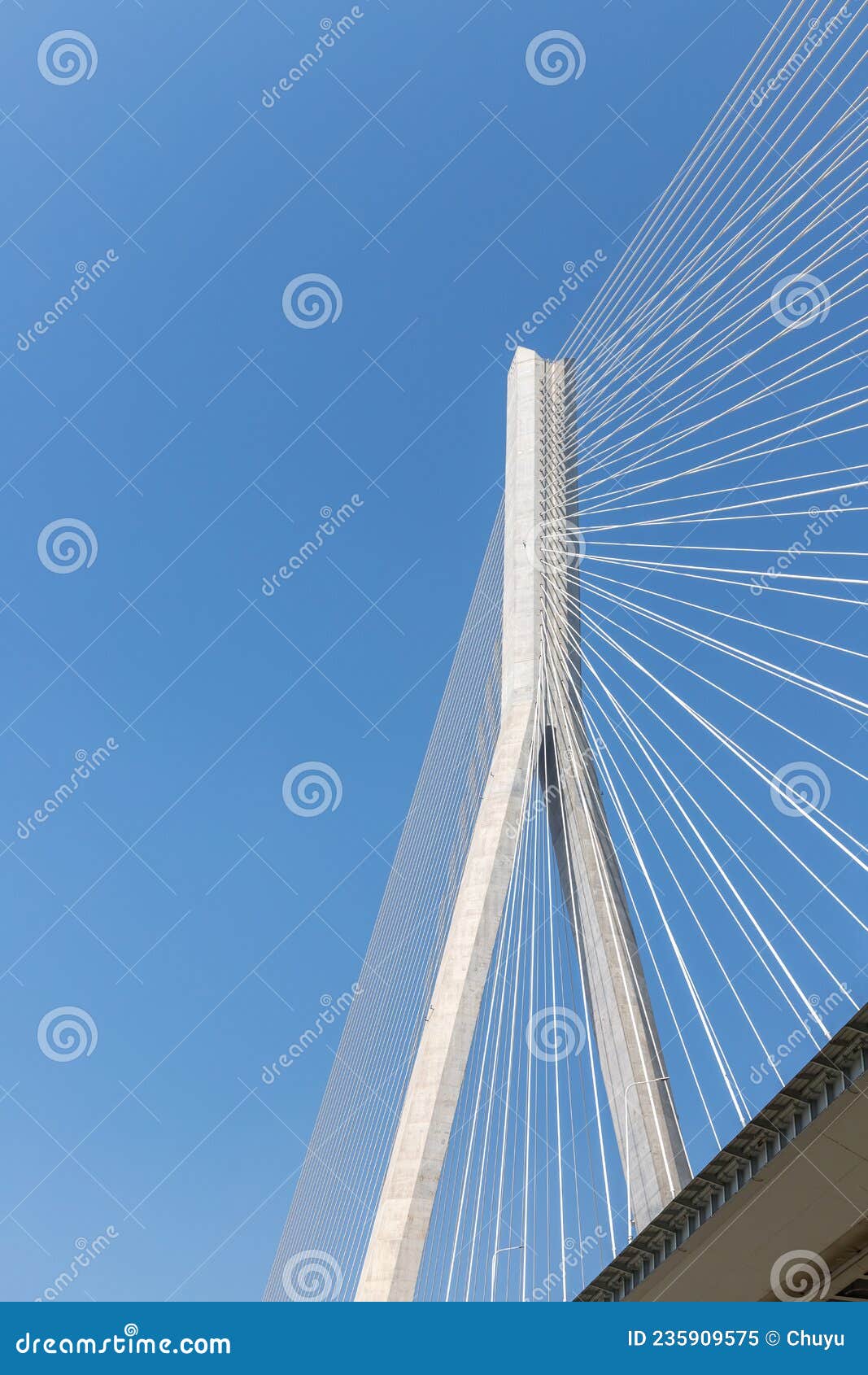 Upward View of the Cable-stayed Bridge Stock Image - Image of bridge ...
