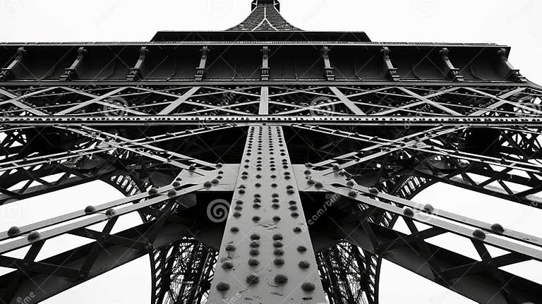 Upward View of an Iron Structure, Latticework with Rivets Against Sky ...