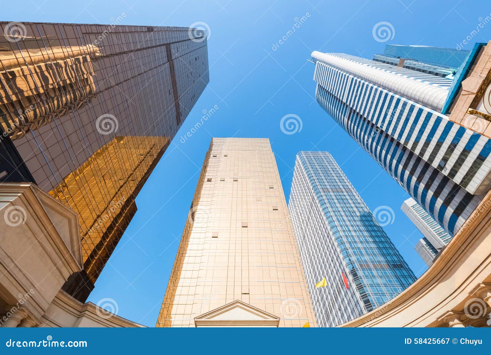 Upward View of Modern Building Stock Image - Image of glass, business ...