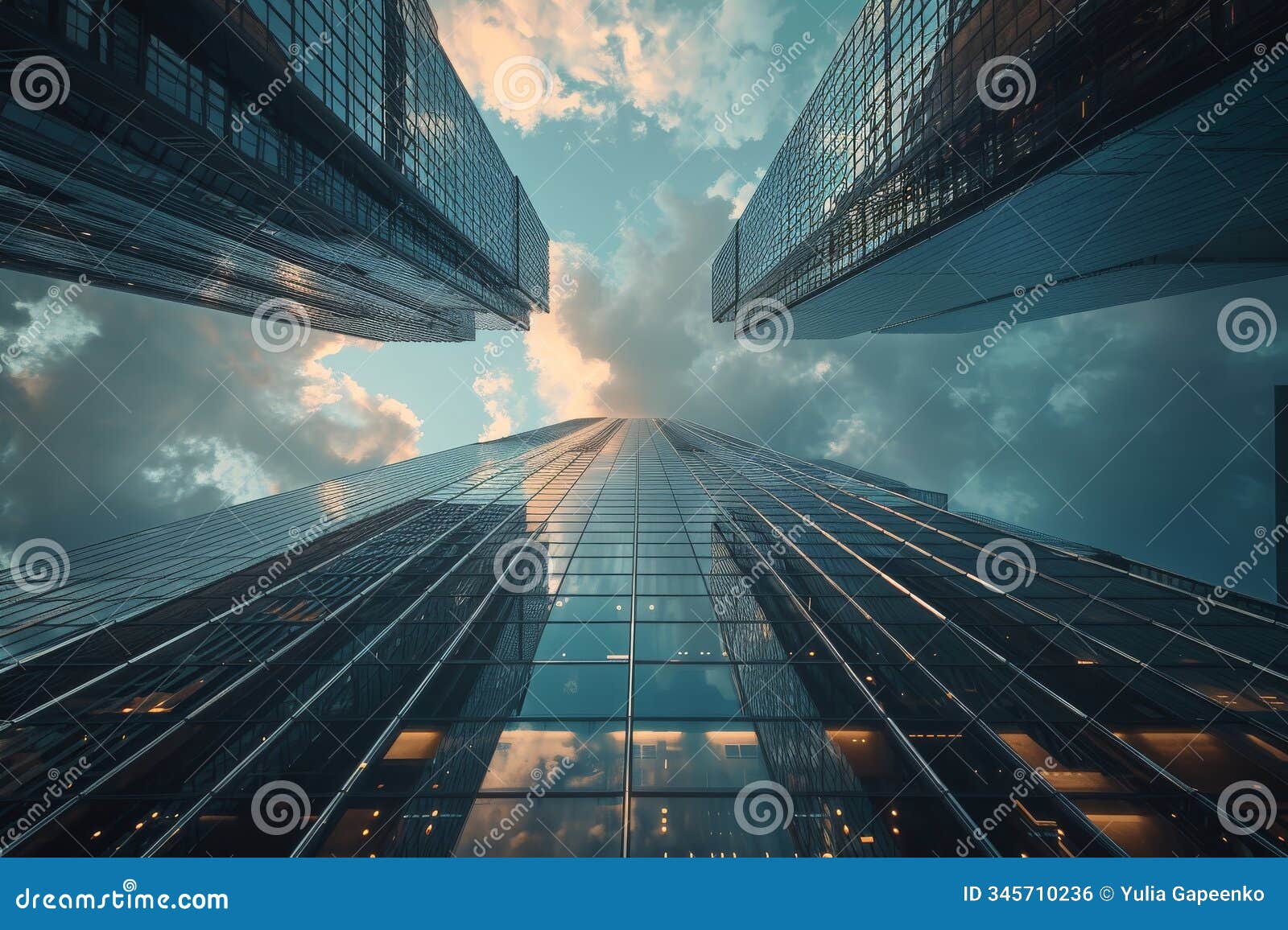 Upward View of Tall Buildings and Clouds in the Sky Stock Photo - Image ...