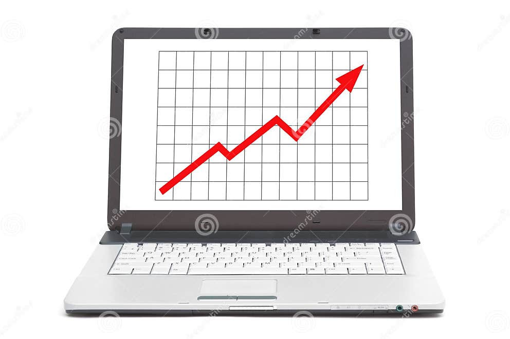Upwards Going Graph on the Screen of Notebook Stock Image - Image of ...