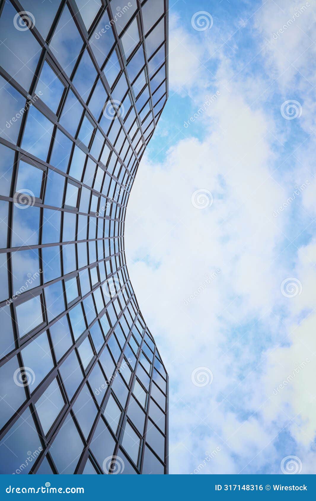 Upwards View of Modern Building S Glass Windows Reflecting the Sky in ...