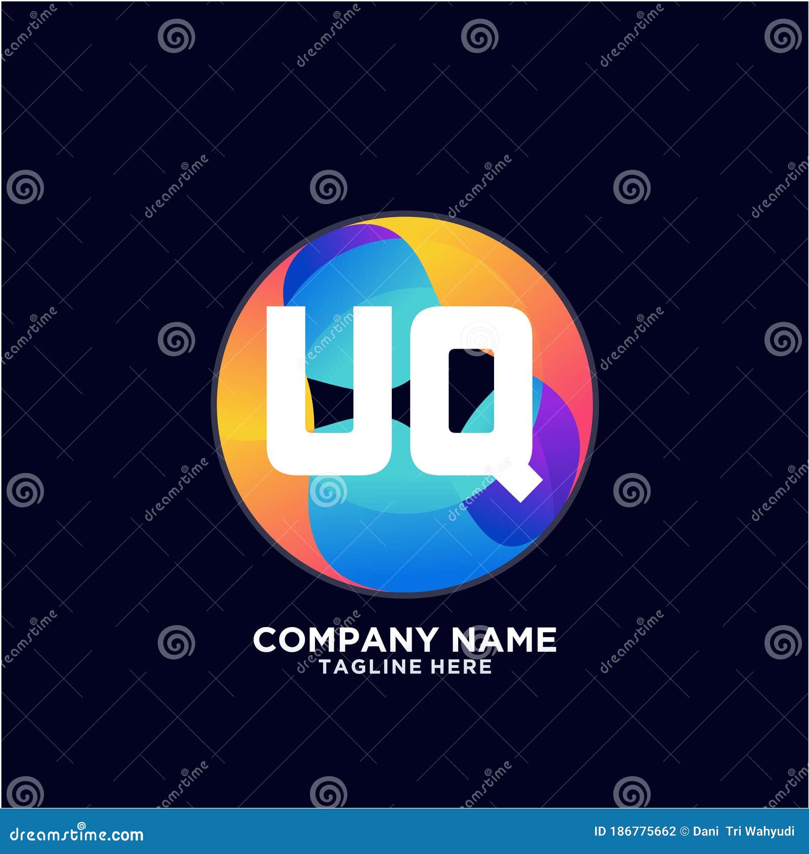 UQ Initial Logo with Colorful Circle Template Vector Stock Vector ...
