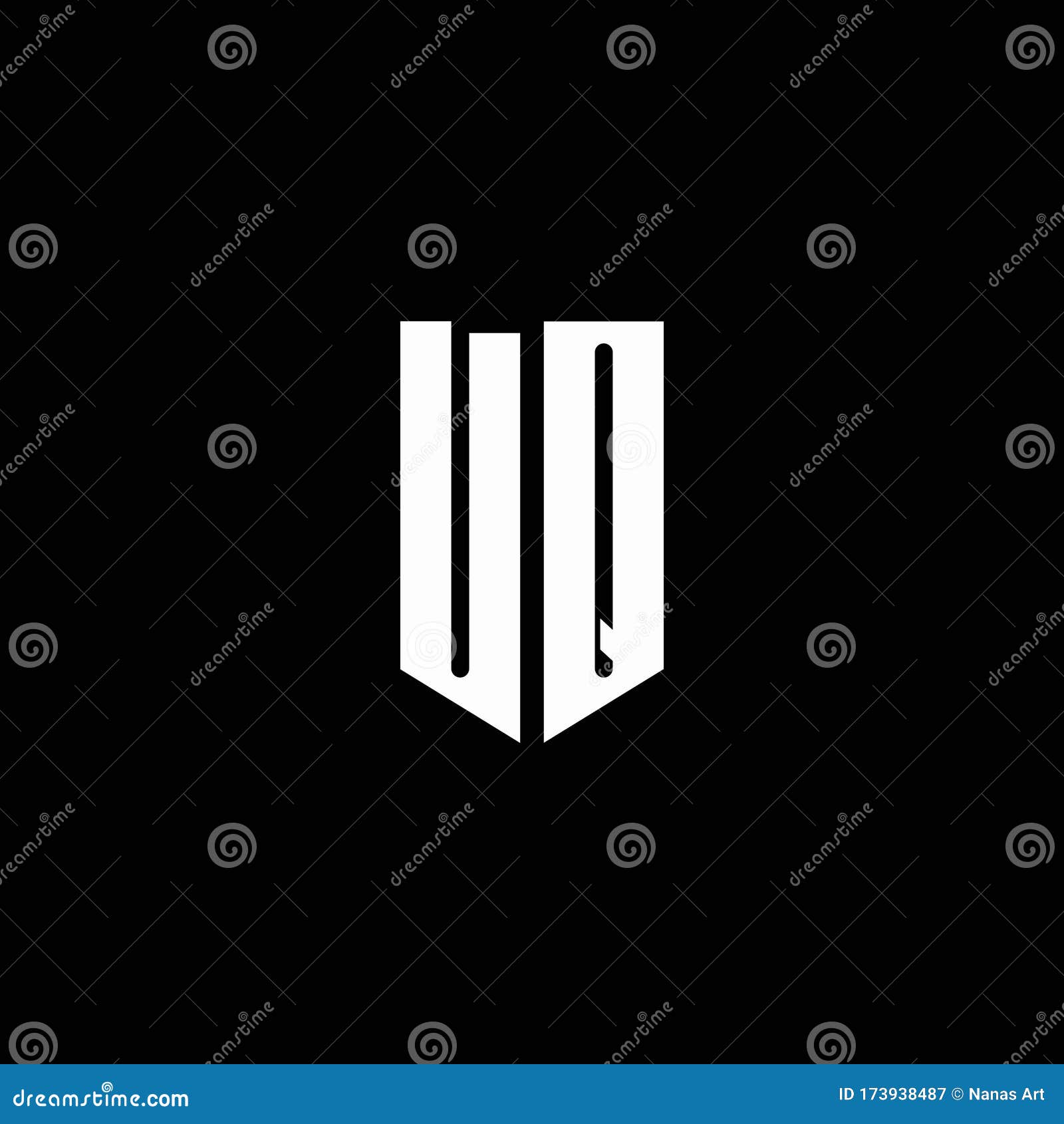 UQ Logo Monogram with Emblem Style Isolated on Black Background Stock ...