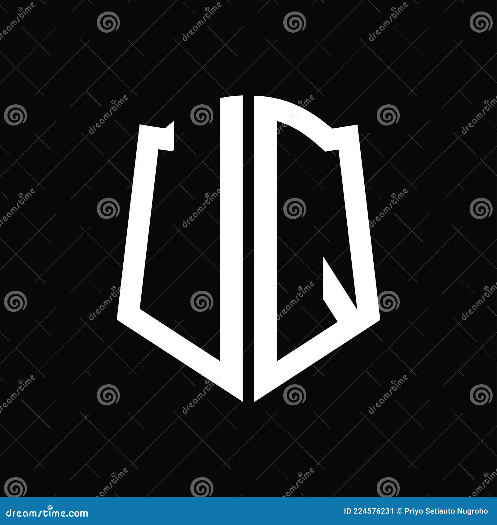 UQ Logo Monogram with Shield Shape Ribbon Design Template Stock Vector ...
