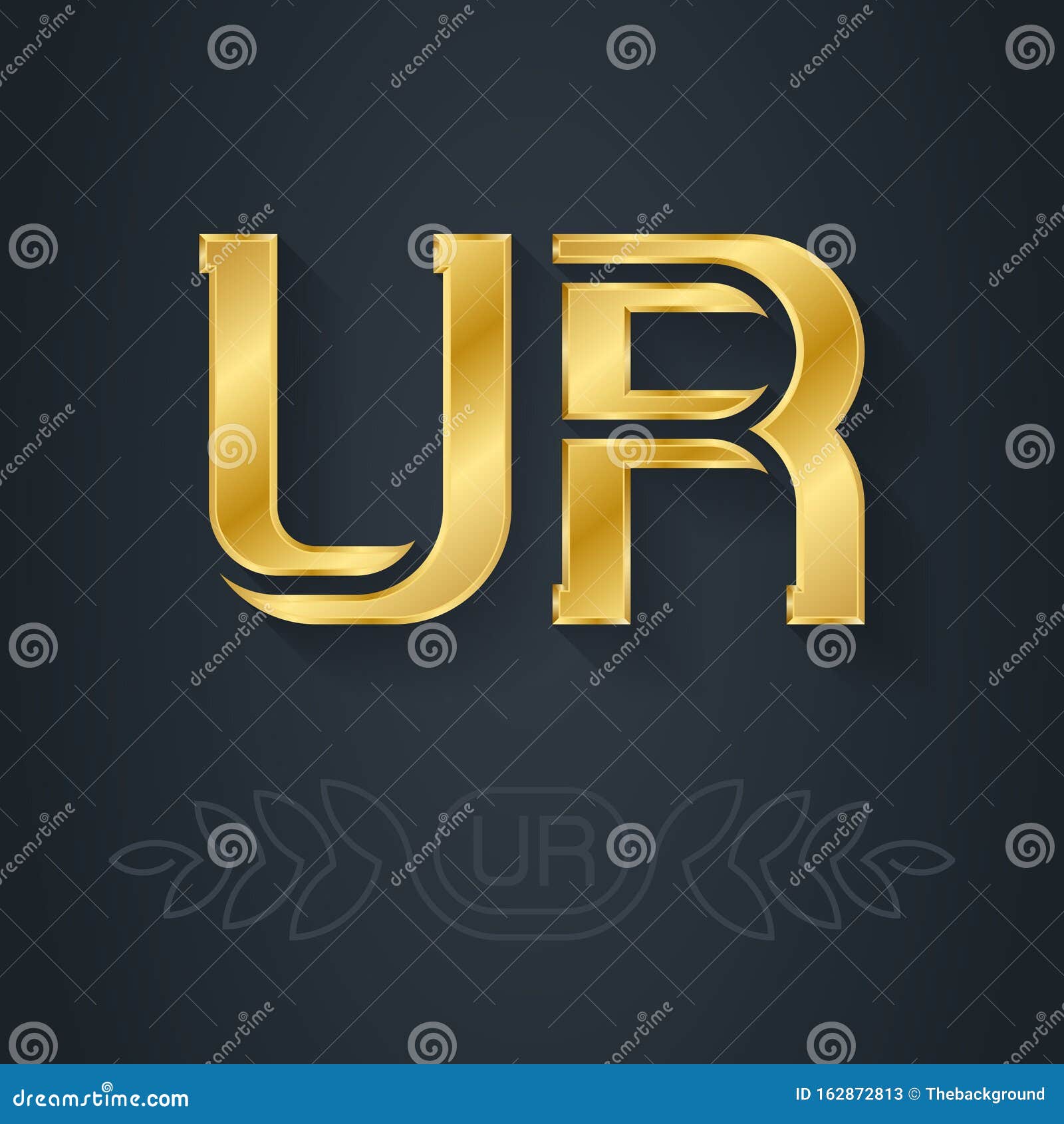UR - Initials, or Golden Logo. U and R - Metallic 3d Icon or Logotype ...